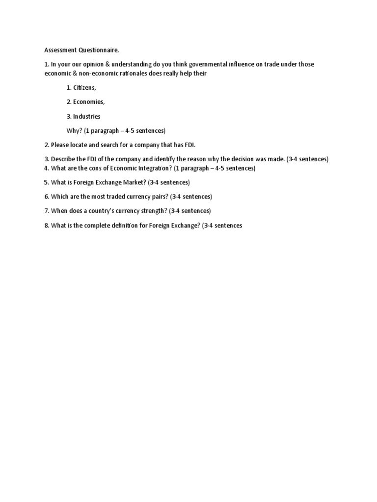 Assessment Questionnaire | PDF