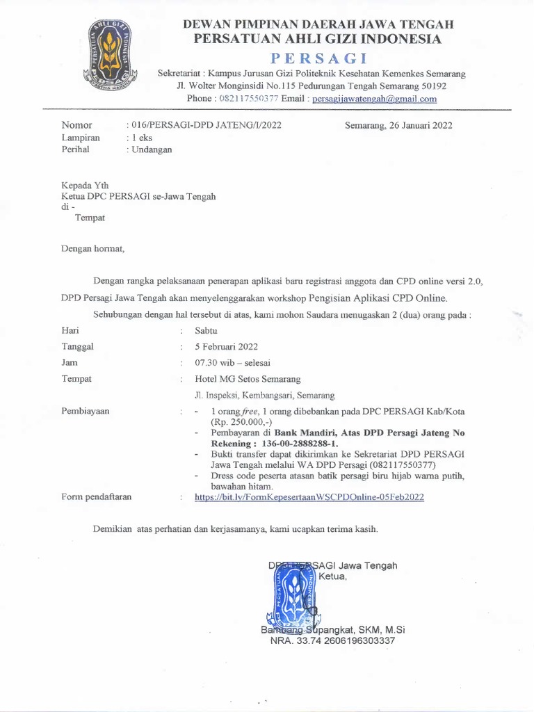 016 - Undangan WS Online - Tor - DPC | PDF