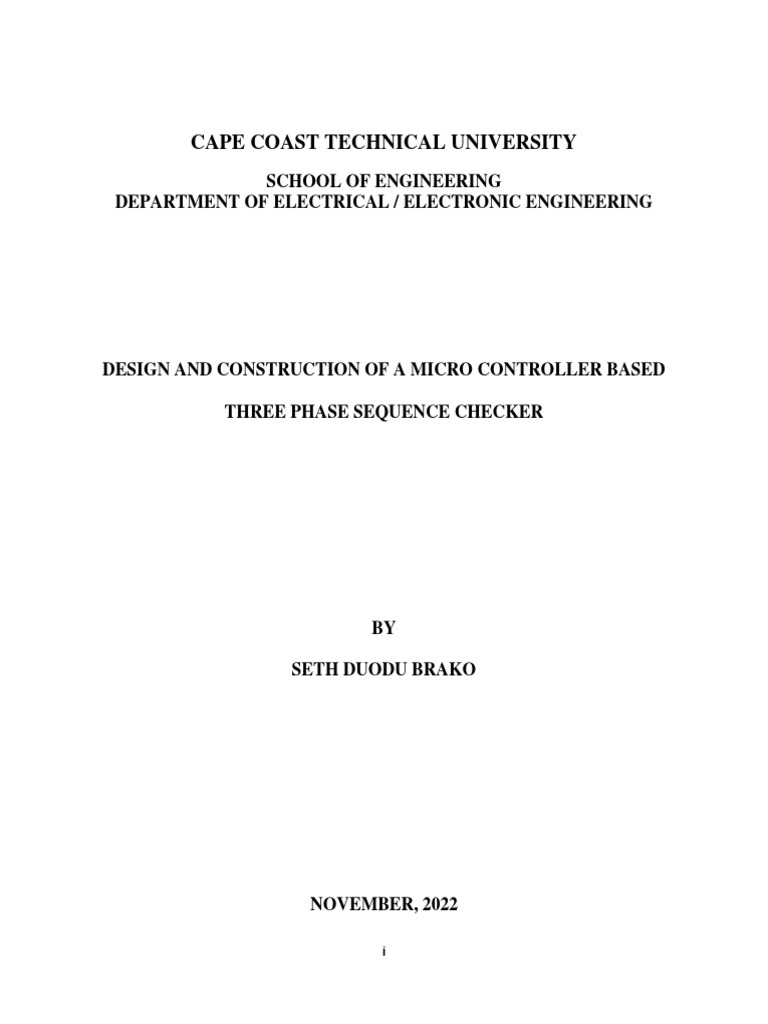 Design and Construction of A Micro Controller Based Three Phase Sequence Checker-1 | PDF ...
