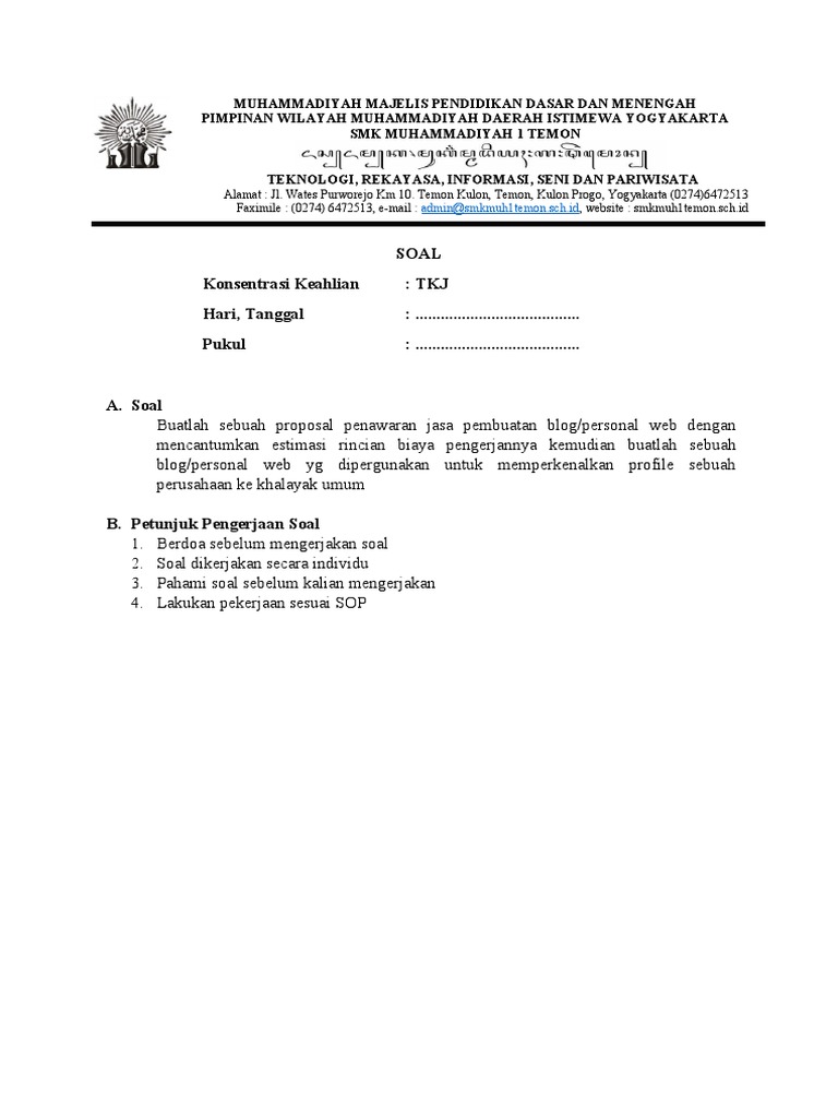 Form Soal Dan Kriteria Penilaian KMP .......... Kelas ....... | PDF