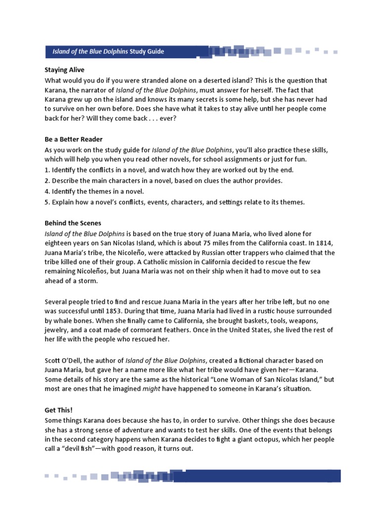 NovelStudyGuide IslandOfTheBlueDolphins | PDF