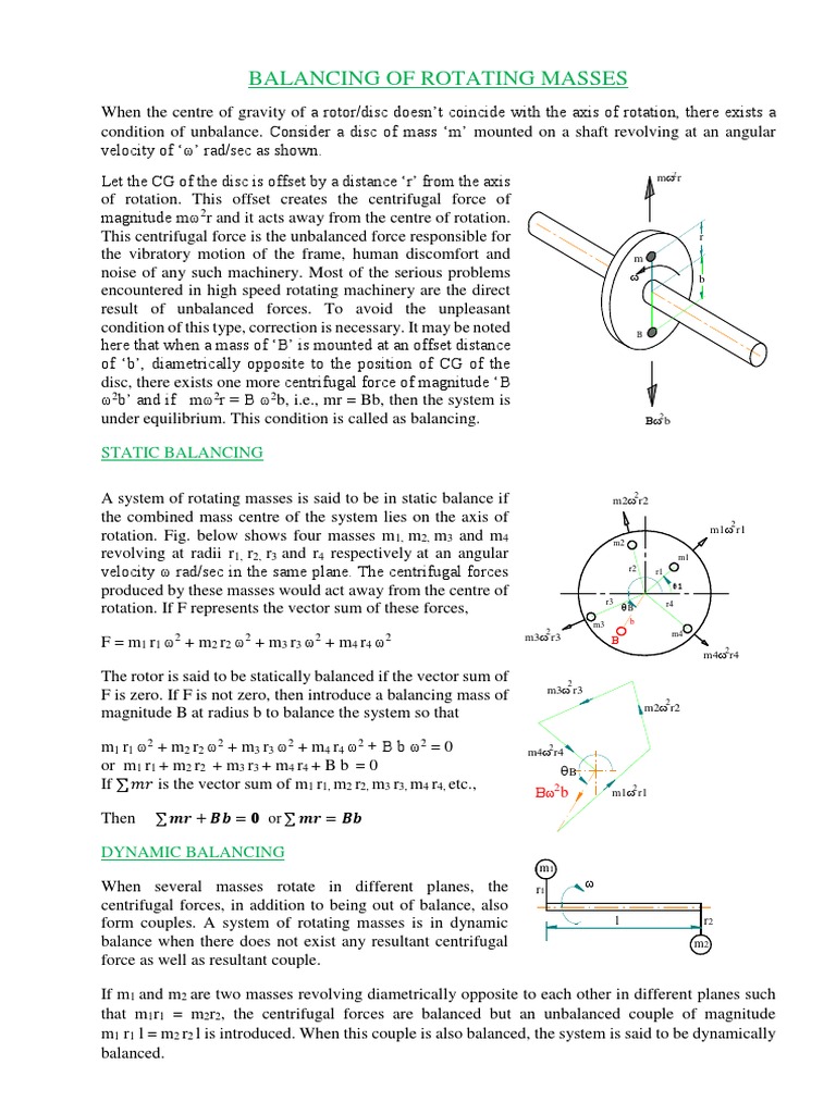 Balancing Rotating Masses Explained | PDF | Angle | Rotation Around A ...