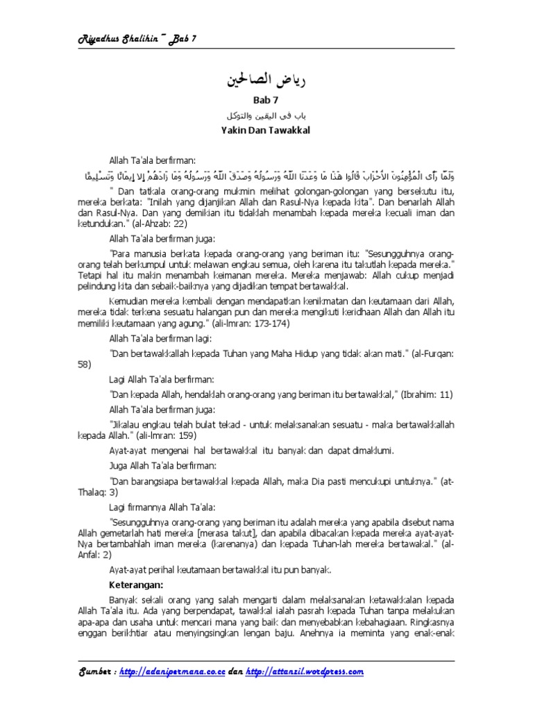 Bab 7 Riyadhus Shalihin | PDF