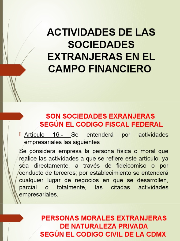 Actividades de Las Sociedades Extranjeras | PDF | México | Sociedad de ...