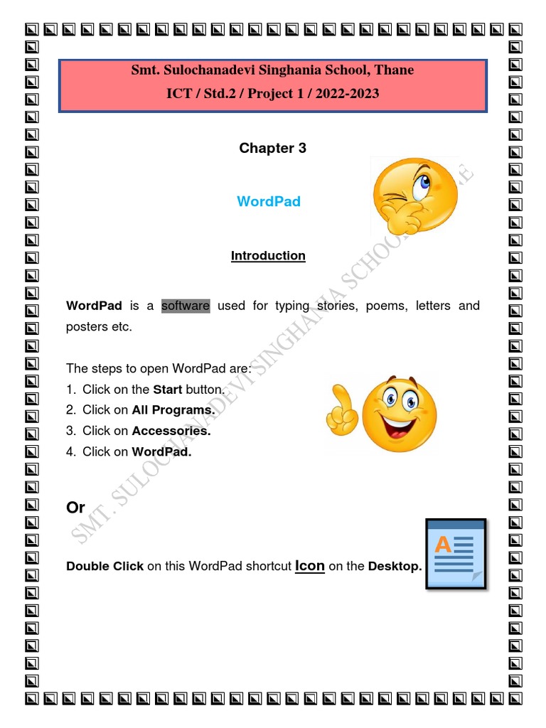 STD.2 - Chapter 3 - WORDPAD | PDF | Computer Keyboard | Cursor (User Interface)