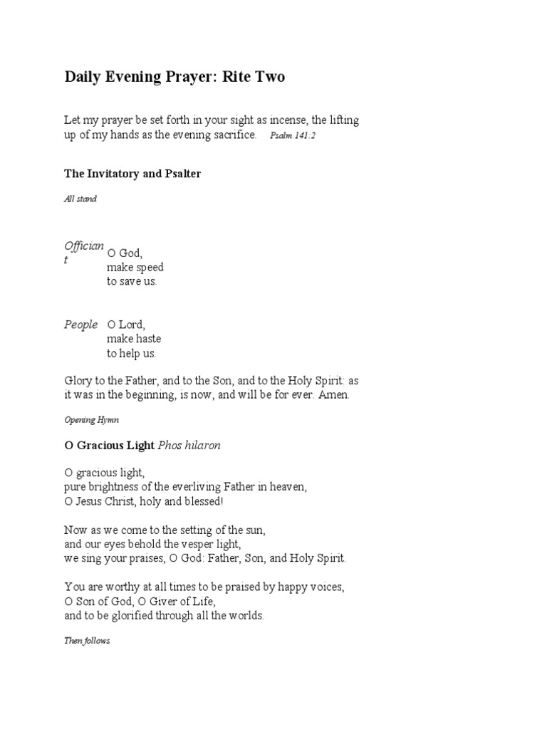 Daily Evening Prayer | PDF | Christian Worship And Liturgy | Abrahamic ...