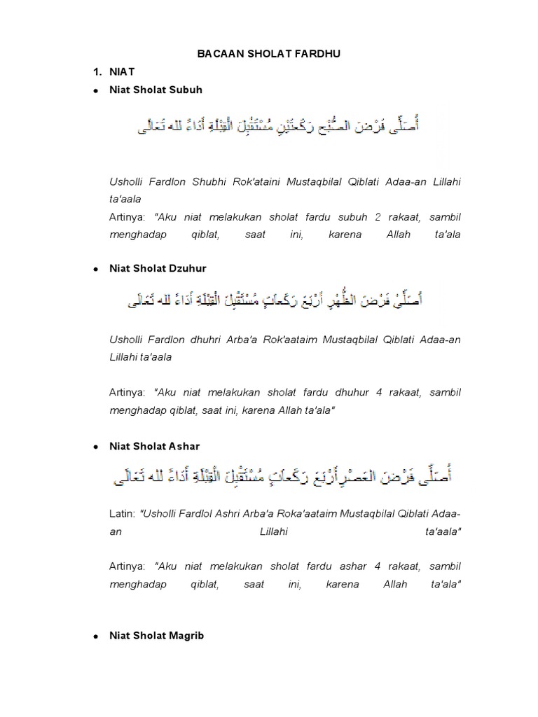 Bacaan Sholat Fardhu | PDF | Agama & Spiritualitas