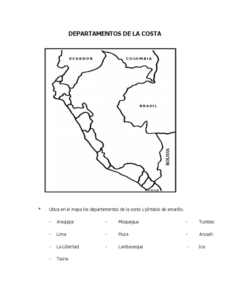 Mapa de Departamentos de Perú: Costa, Sierra y Selva | PDF | América ...
