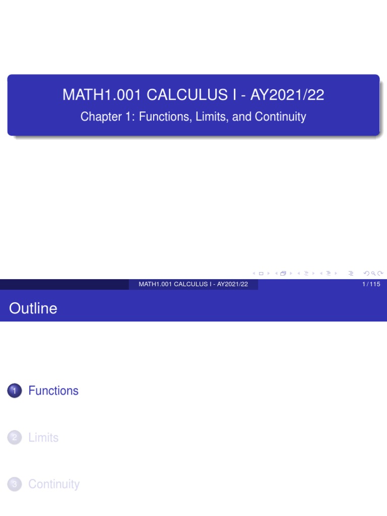 MATH1.001 - Calculus I - Chapter 1 (Handout) | PDF | Trigonometric Functions | Function ...