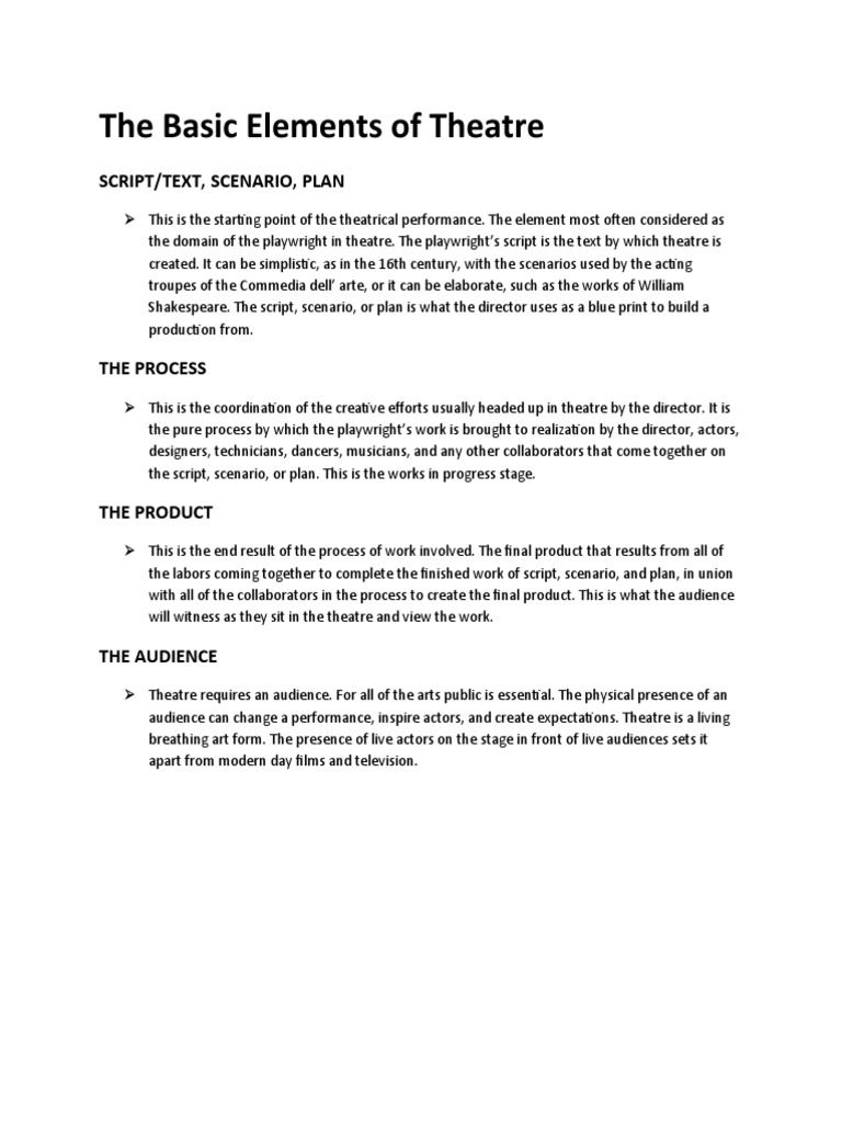 The Basic Elements of Theatre | PDF