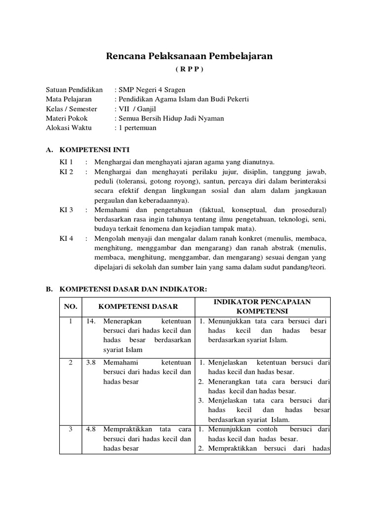 RPP Pai Kelas 7 | PDF | Karier & Perkembangan