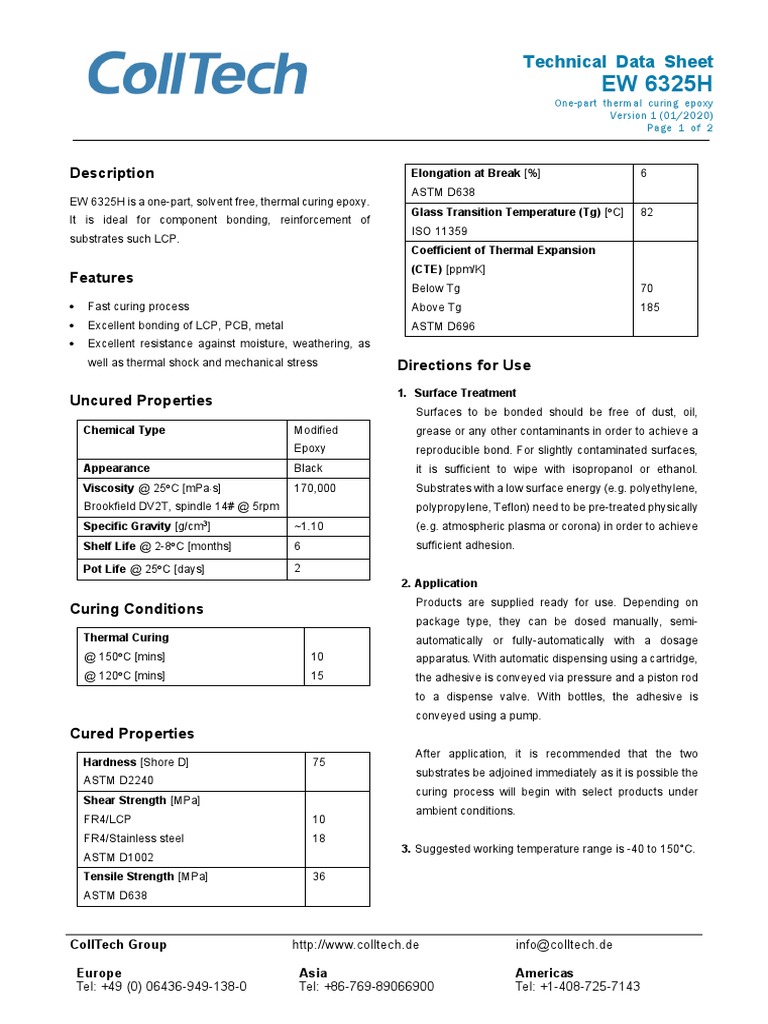 TDS - Ew 6325H - en | PDF | Epoxy | Thermal Expansion
