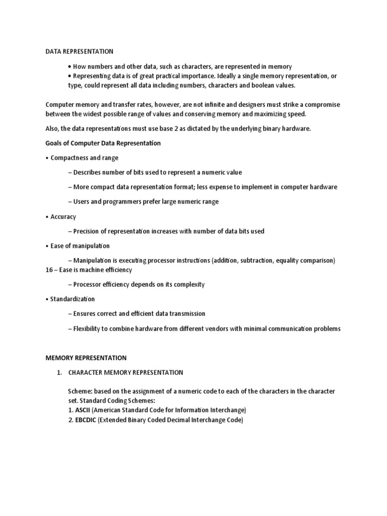 Data Representation Essentials | PDF | Ebcdic | Computer Architecture