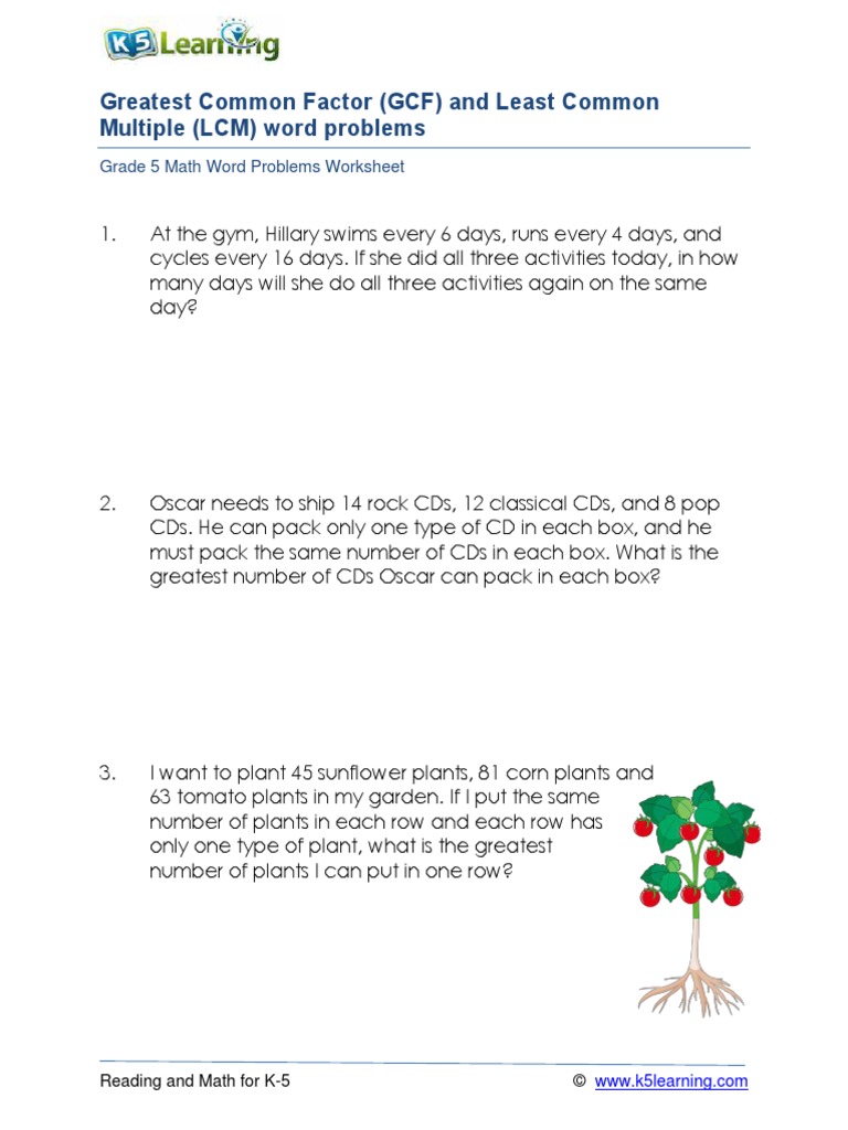 Grade 5 GCF LCM Word Problems A | PDF Grade 5 GCF LCM Word Problems A | PDF