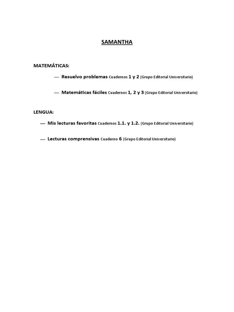 Cuadernillos para Samantha | PDF