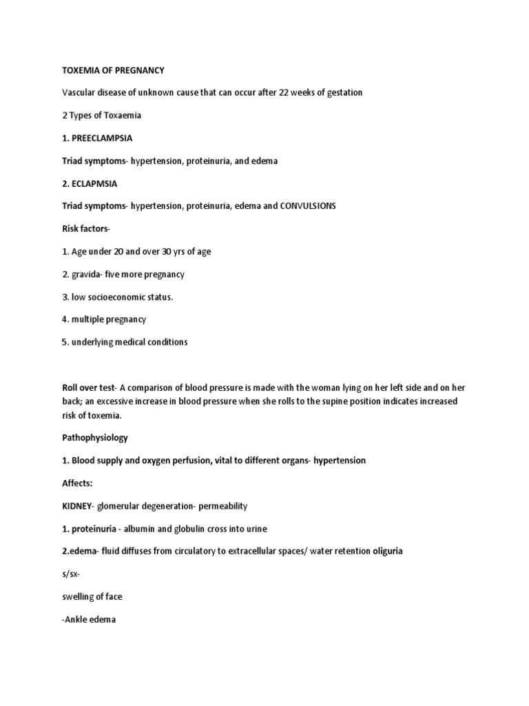 Toxemia of Pregnancy | PDF | Edema | Hyperglycemia