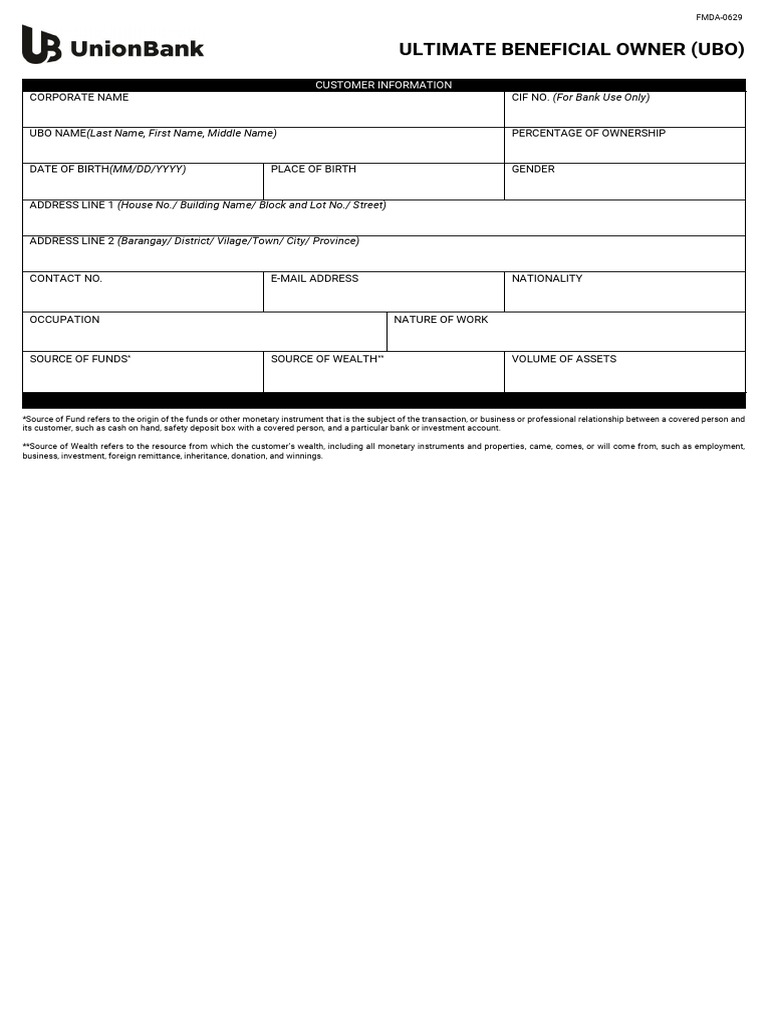 UBO Customer Information Form | PDF