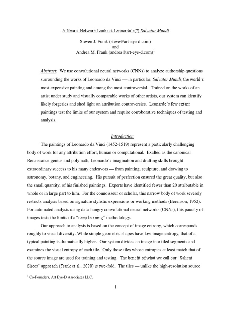Art Forgery Detection | PDF | Leonardo Da Vinci | Rembrandt