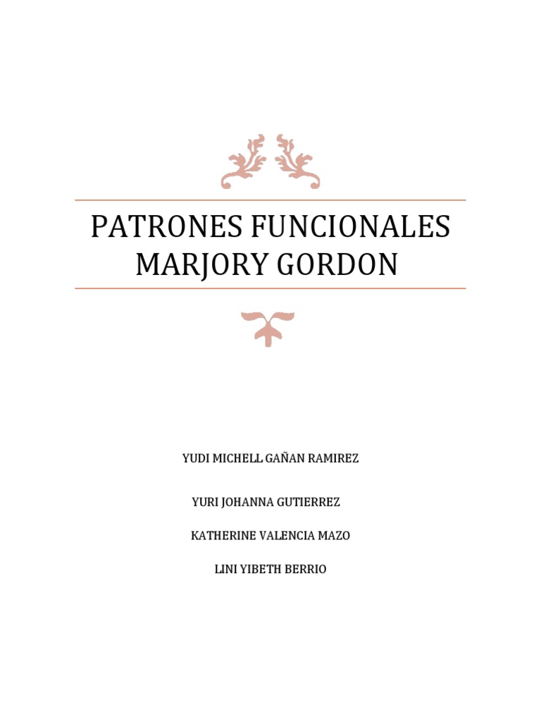 Patrones Funcionales Marjory Gordon | PDF | Estrés (biología) | Medicina