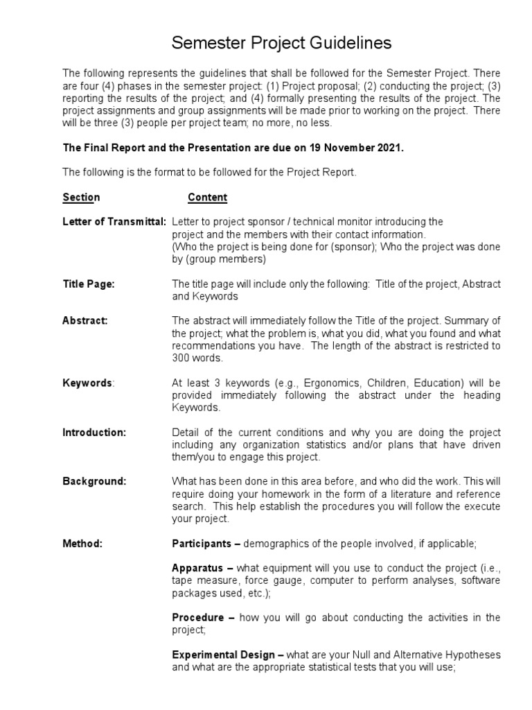 Semester Project Guidelines-Fall 2021 | PDF | Data Analysis | Science