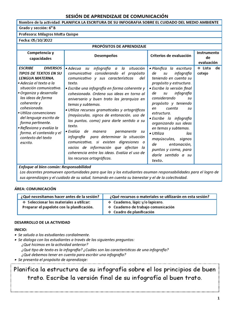 Sesion Lunes 24 de Octubre Planificamos y Escribimos Nuestra Infografia | Descargar gratis PDF ...