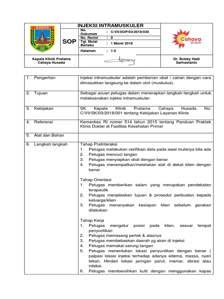 Sop Injeksi Intramuskuler | PDF