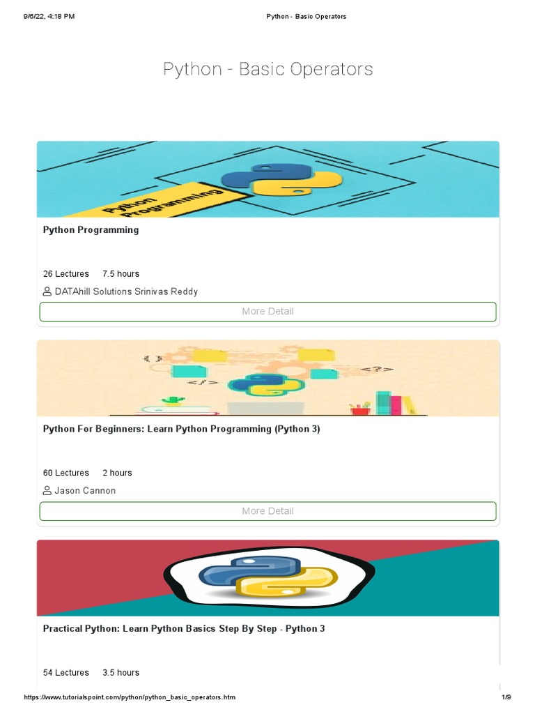 Python - Basic Operators | PDF | Theoretical Computer Science ...
