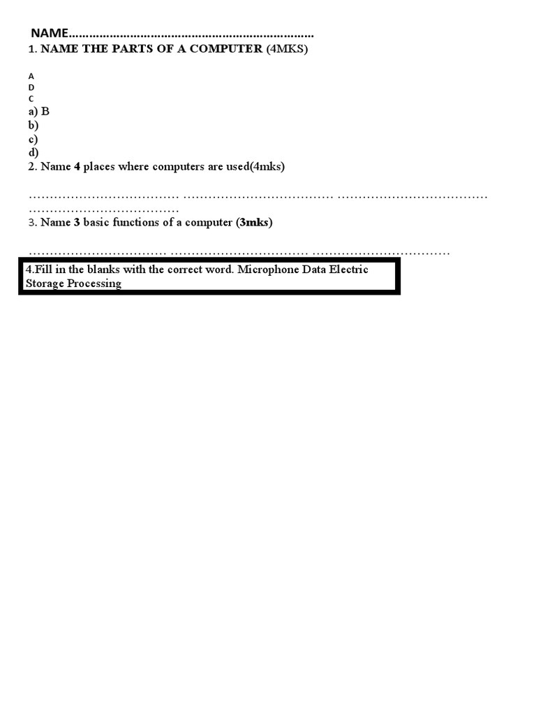 Grade 2 Ict Exam | PDF | Computers