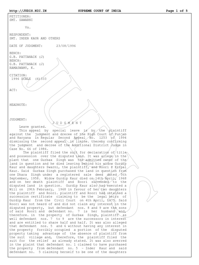 Patta No Title Deed | PDF | Lawsuit | Judgment (Law)