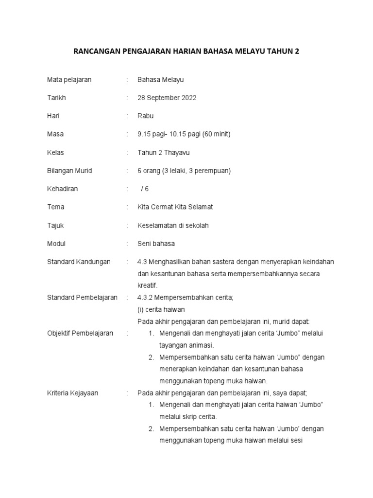 23 Ogos 2022 @RPH BM Tahun 2 | PDF