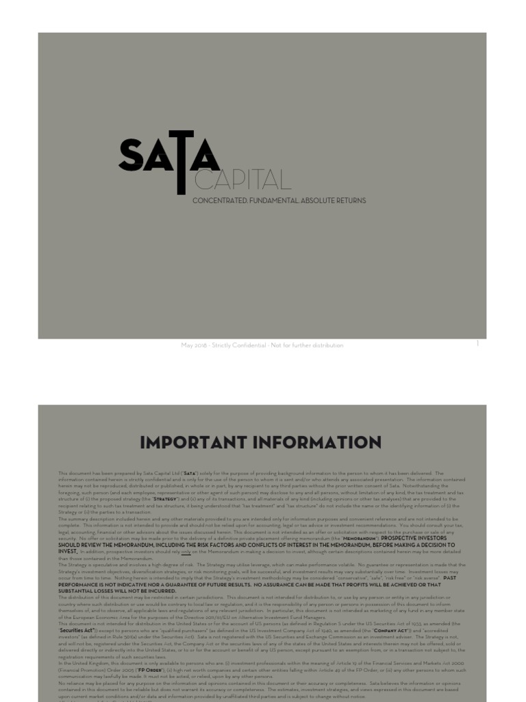 Sata Capital | PDF | Finance & Money Management