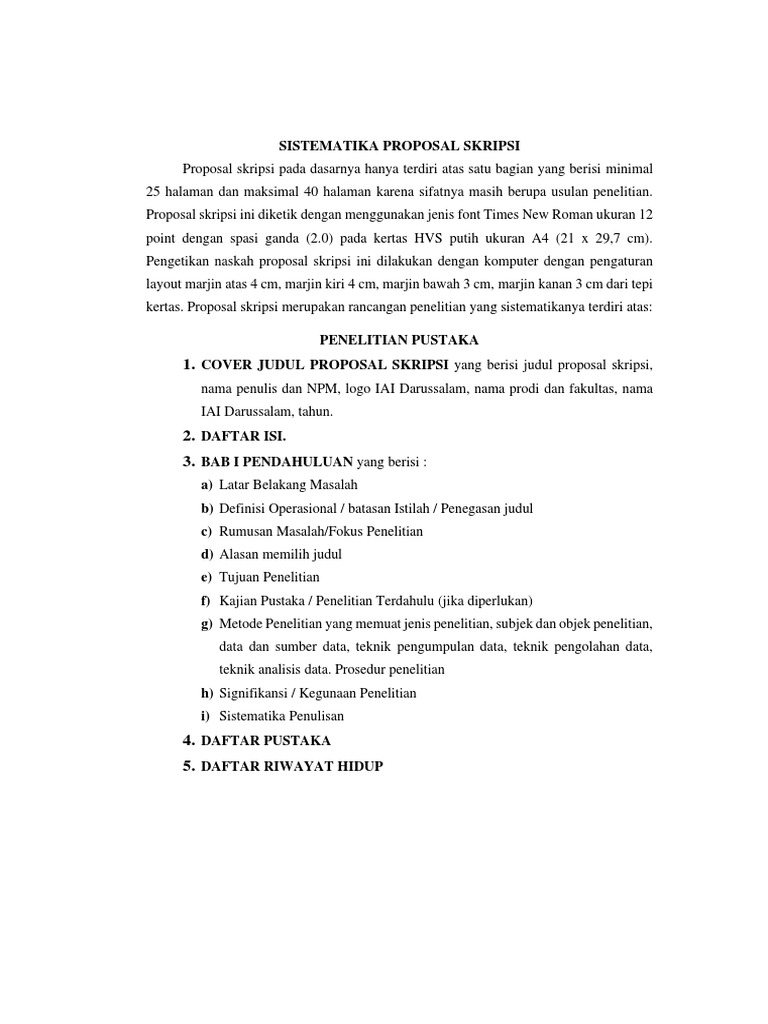 Sistematika Dan Contoh Proposal Skripsi Literatur | PDF