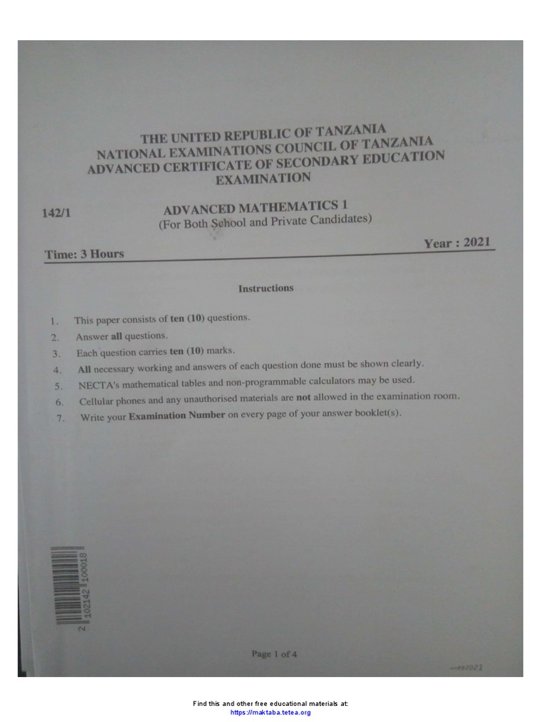 AdvancedMath1 F6 2021 | PDF