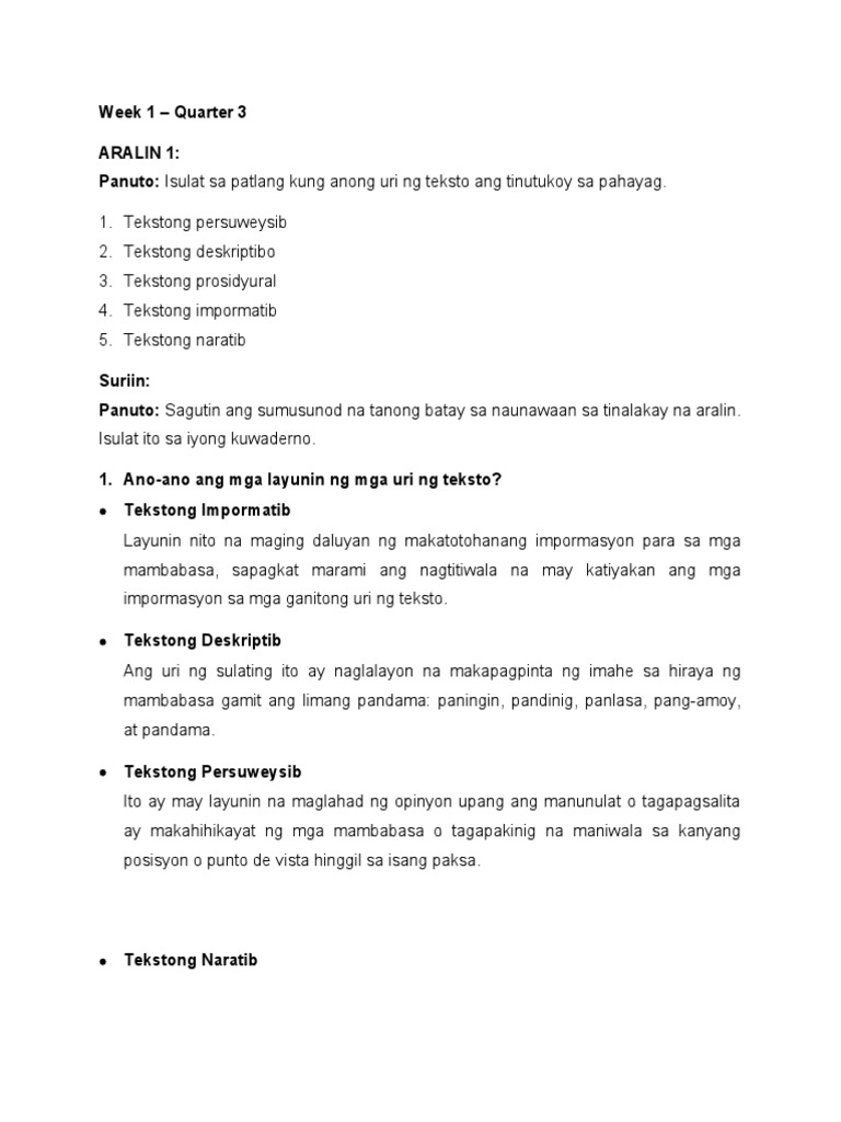 Week 1 Pagbasa | PDF