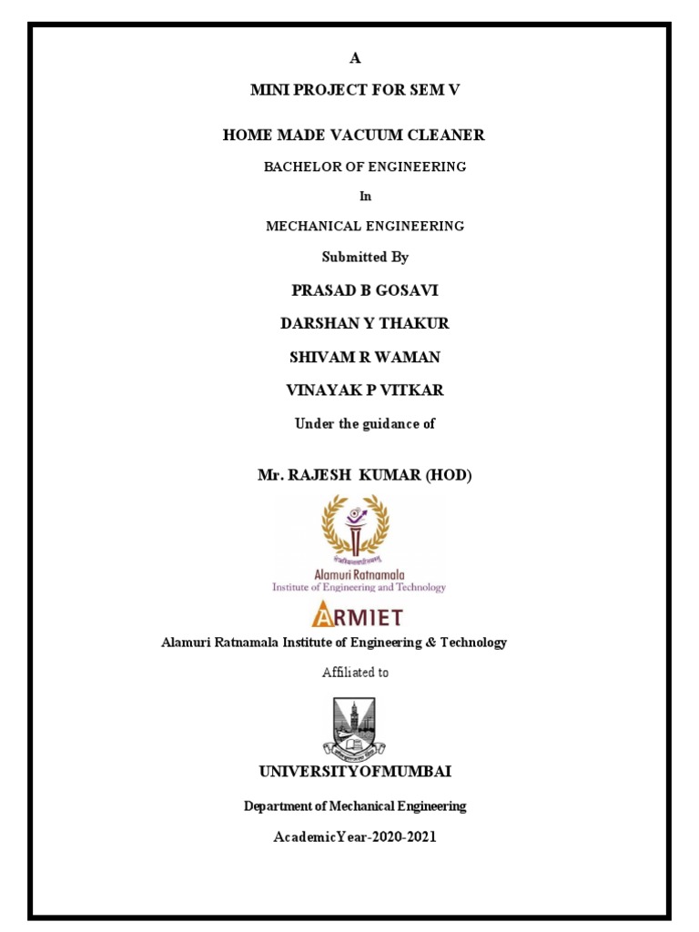 Report of Home Made Vacuum Cleaner | PDF | Vacuum Cleaner | Manufactured Goods