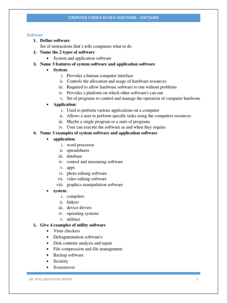 Software Review Questions and Examples | PDF | Bios | Graphical User ...