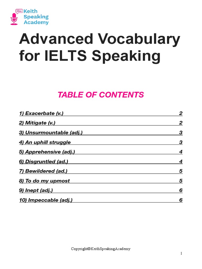 Advanced Vocabulary For IELTS Speaking | PDF | Environmental Issues ...