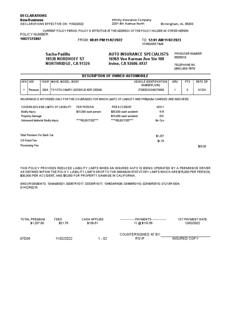 New Business Declaration | PDF | Insurance | Vehicle Insurance