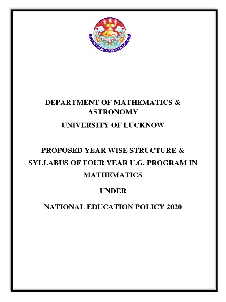 UG Mathematics Programme Structure and Syllabus | PDF | Partial ...