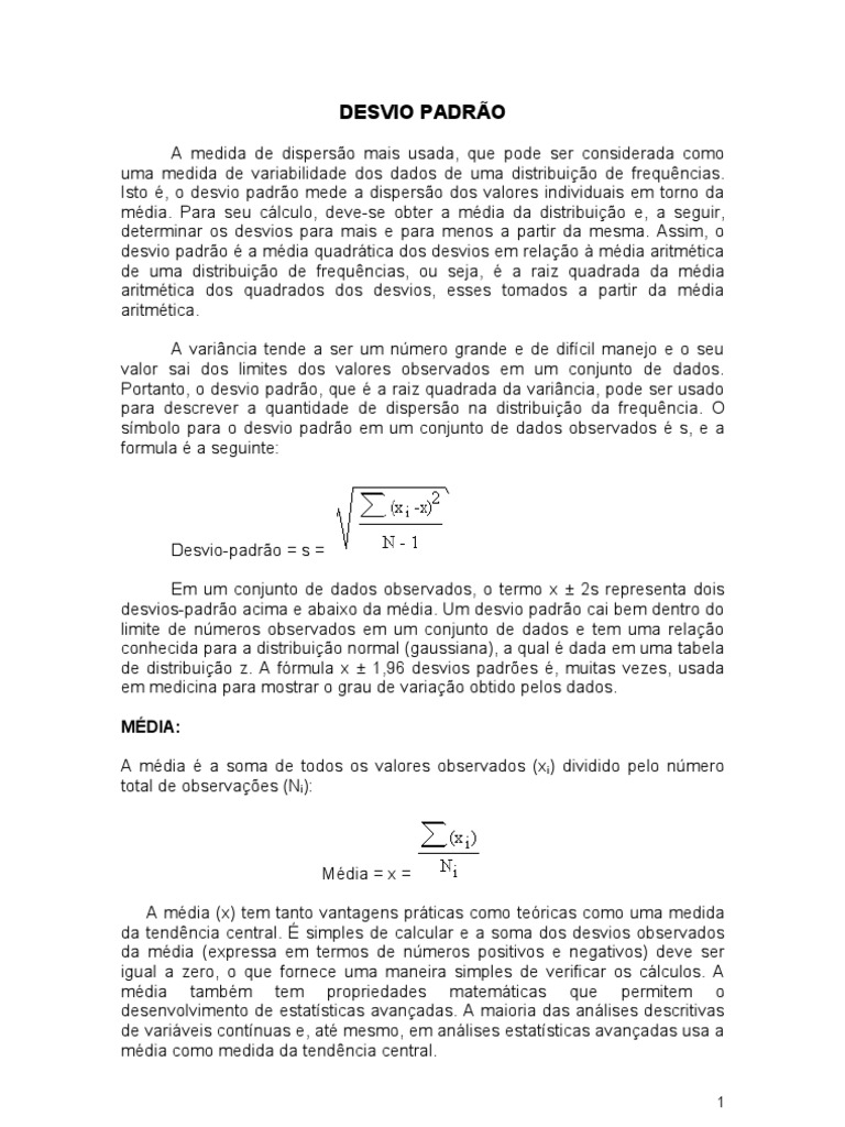 Desvio Padrão | PDF | Média | Desvio padrão