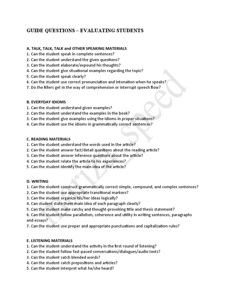 Questions in Making Narrative Evaluation | PDF