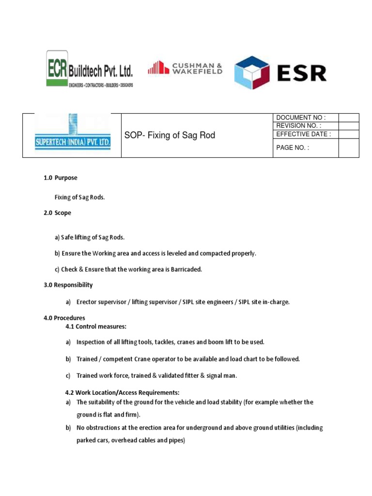 Erection of Sag Rods | PDF