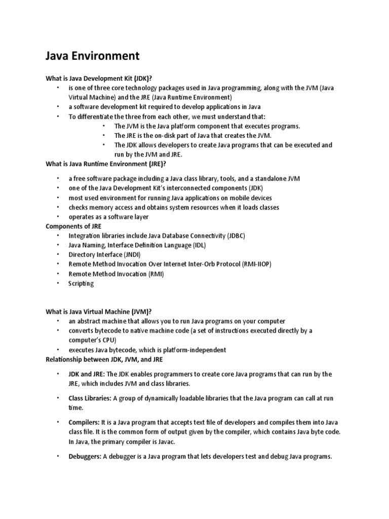 Java Environment Pdf Java Programming Language Java Software Platform 2408
