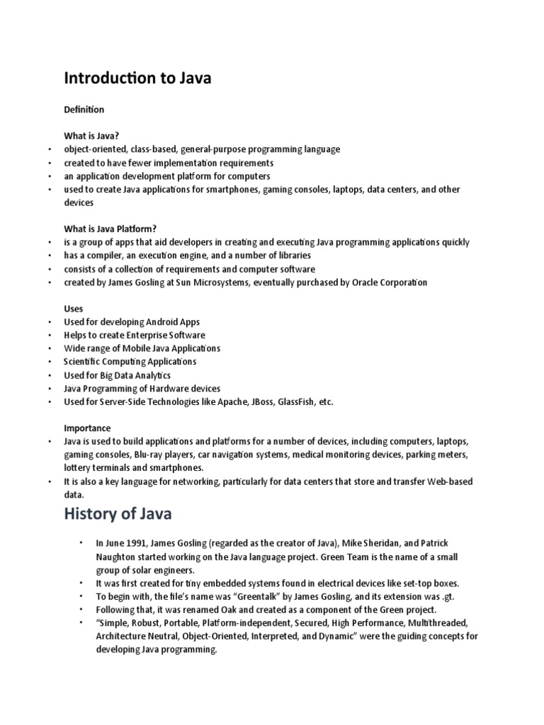 Introduction To Java1 Pdf Java Programming Language Java Software Platform