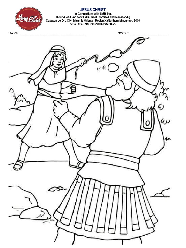 David & Goliath Coloring Page | PDF