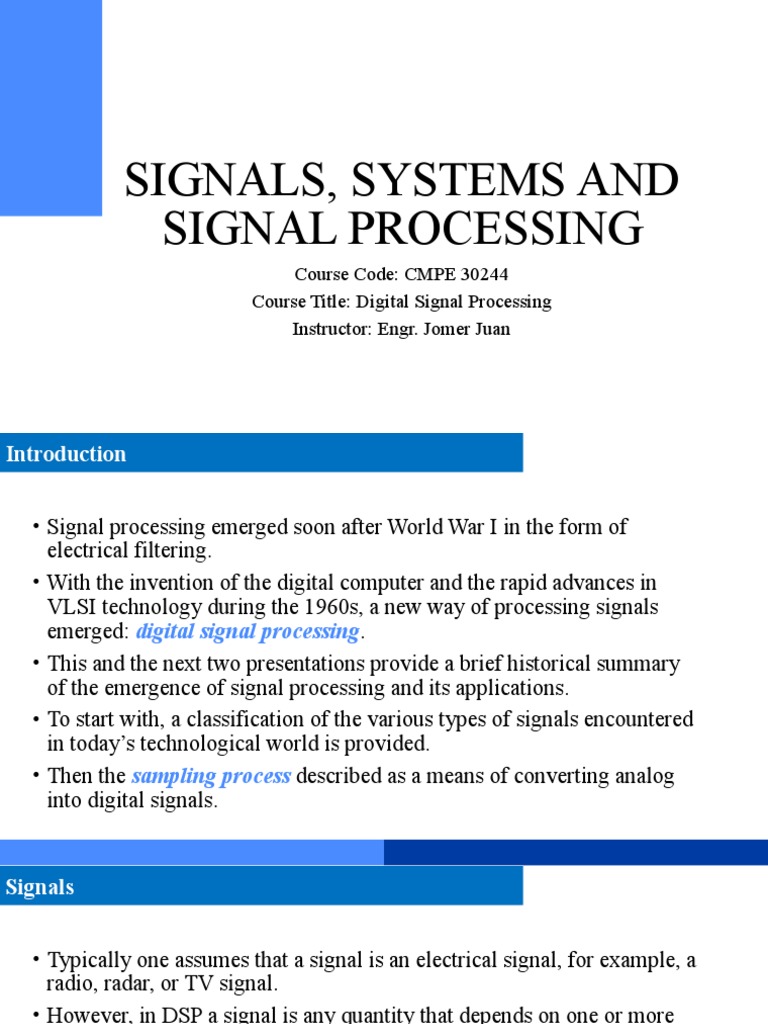 Digital Signal Processing Course Overview | PDF | Discrete Time And Continuous Time | Digital ...