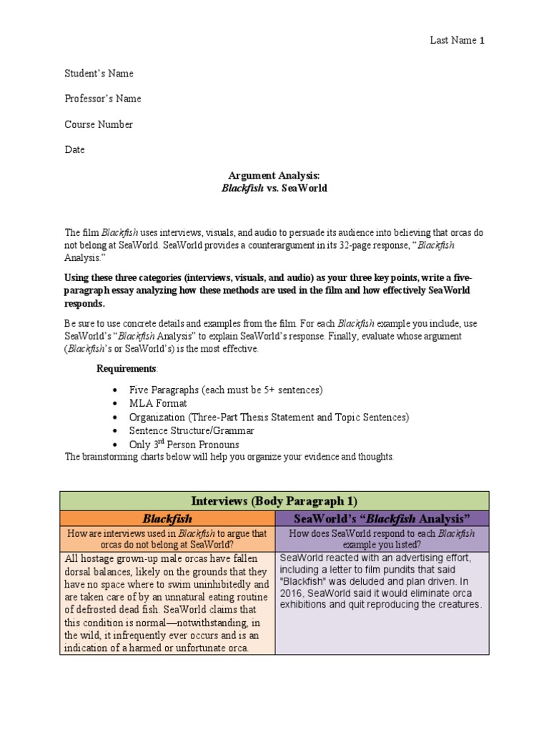Argument Analysis | PDF | Sea World