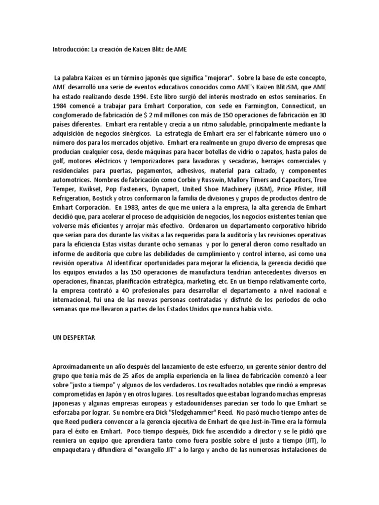 The Kaizen Blitz Traducción | PDF | Lean Manufacturing | Business