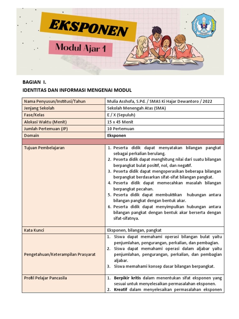 Modul Ajar - Eksponen | PDF