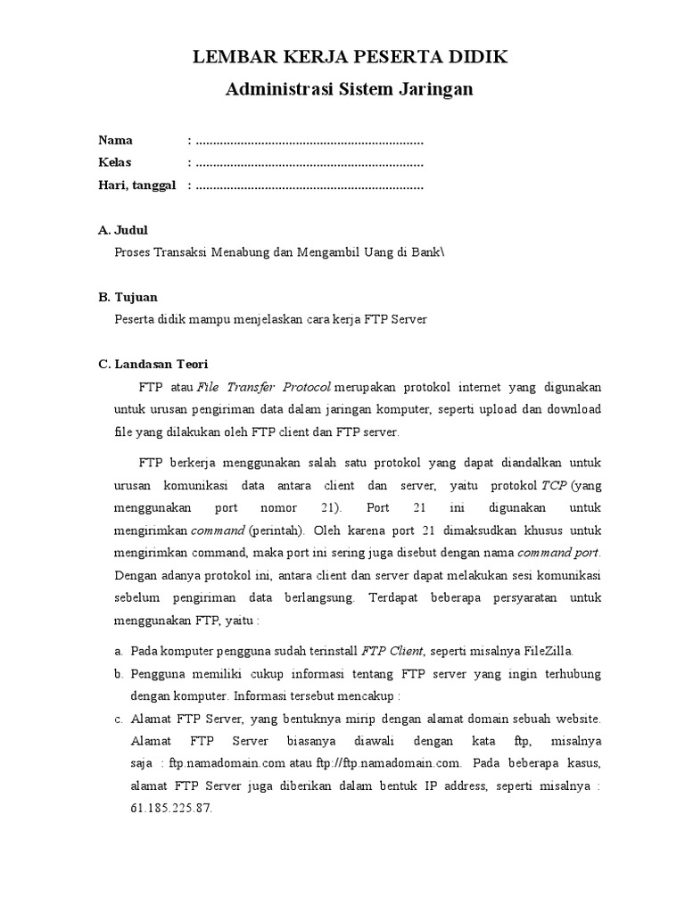 LKPD Cara Kerja FTP Server | PDF